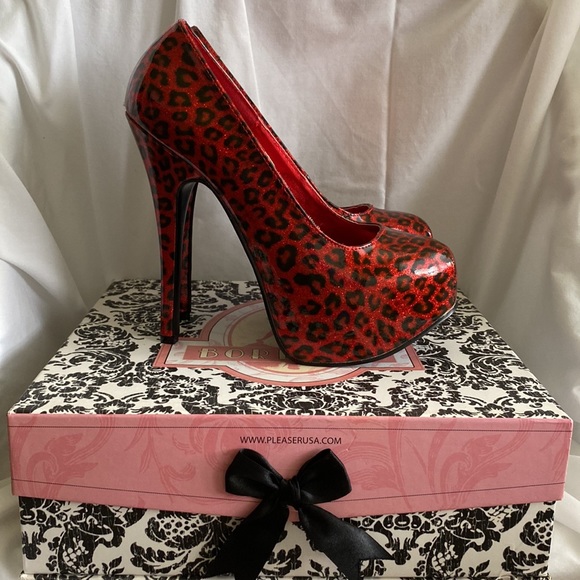 Shoes | Bordello Red Leopard Print Platform Stiletto Heels | Poshmark
